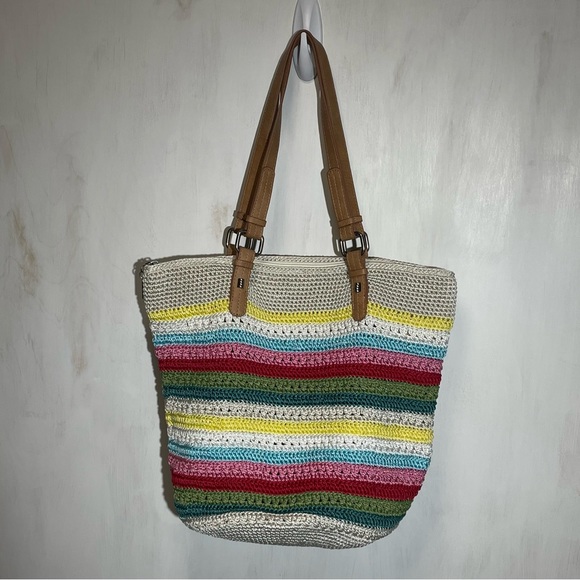 The Sak | Bags | The Sak Pretty Multi Colored Crochet Bag Purse Leather ...